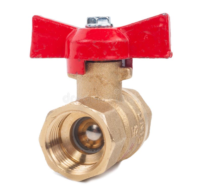 Brass Valve with Red Handle Stock Image - Image of inch, single: 19664747