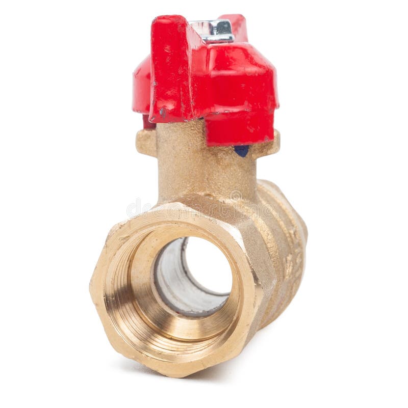 Brass Valve with Red Handle Stock Image - Image of inch, single: 19664747