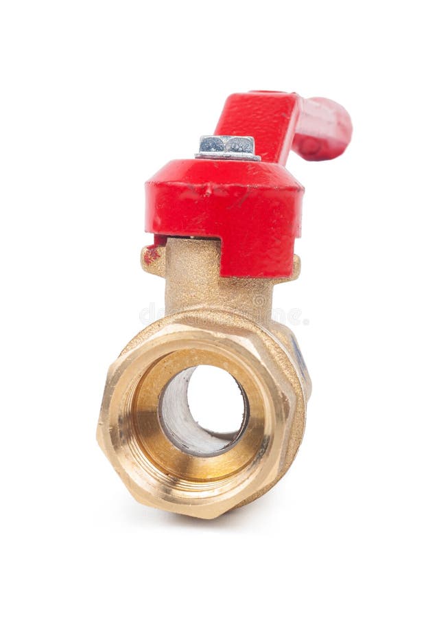 Brass Valve with Red Handle Stock Image - Image of inch, single: 19664747