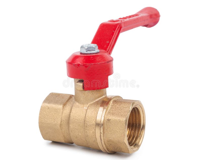Brass Valve with Red Handle Stock Image - Image of inch, single: 19664747