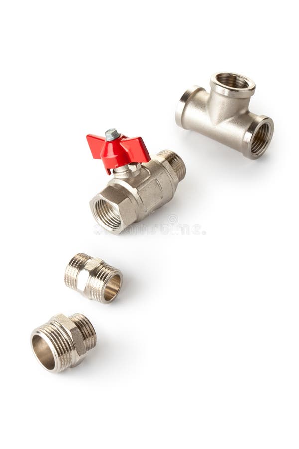 Ball Valve, Tee and Threaded Sleeve Stock Image - Image of installing ...