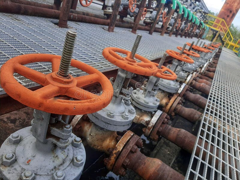 Ball Valves As Regulator for Wellhead Flowline Header Stock Photo ...