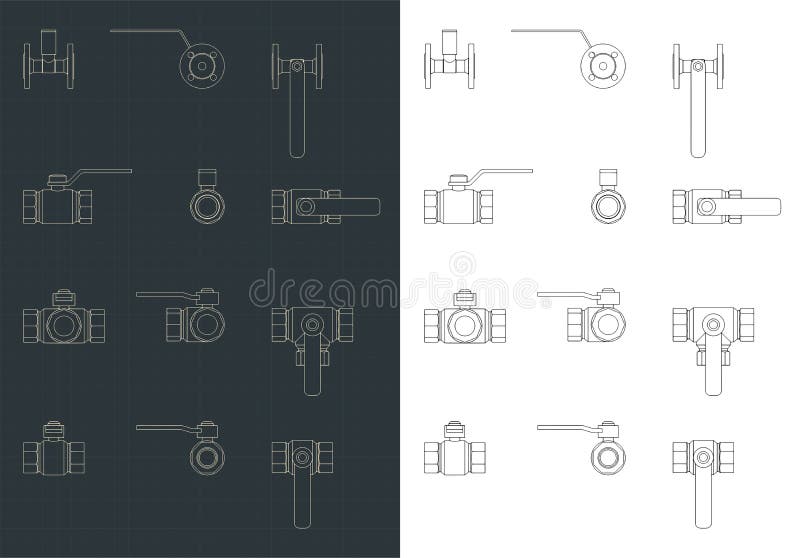Stop valve drawings stock vector. Illustration of pipeline - 206071946