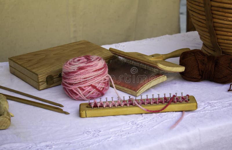 Ball of Wool Knitting Instruments Stock Photo - Image of knitting ...