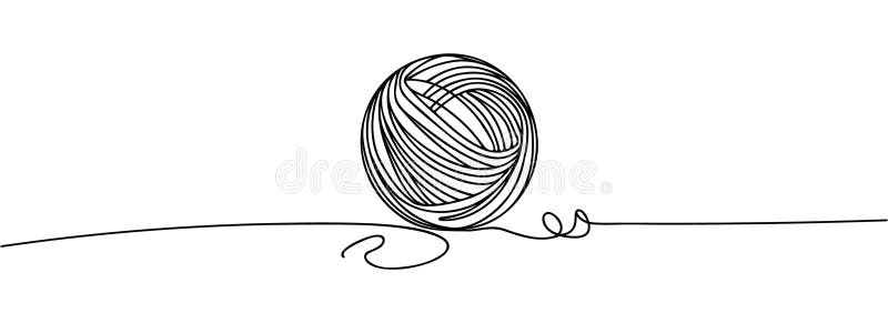 Ball of Yarn in Continuous One Line Art Drawing Style Stock Vector ...