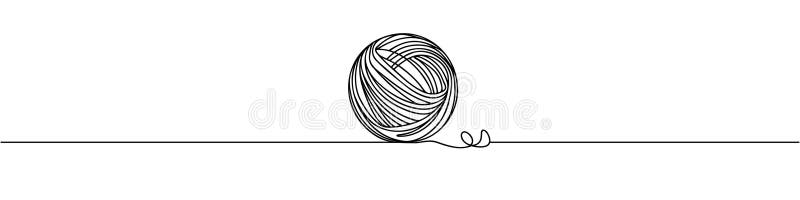 Ball of Yarn in Continuous One Line Art Drawing Style Stock Vector ...