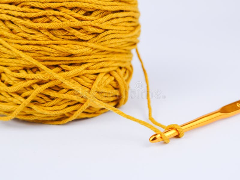 Ball of Yarn with Crochet Hook. Handycraft Concept Stock Photo - Image ...