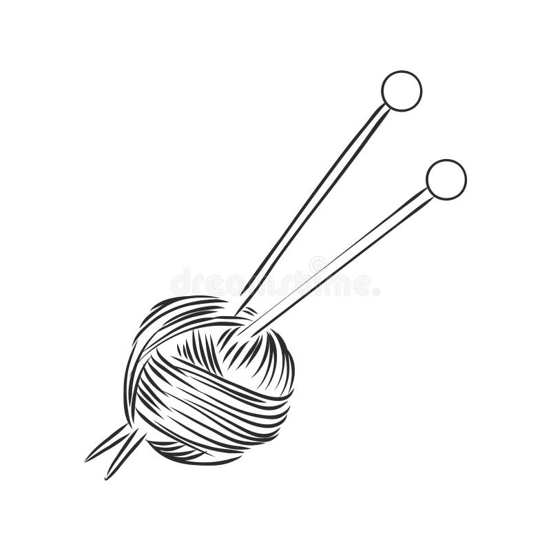 Ball of Yarn for Knitting. Vector Illustration Sketch Stock ...