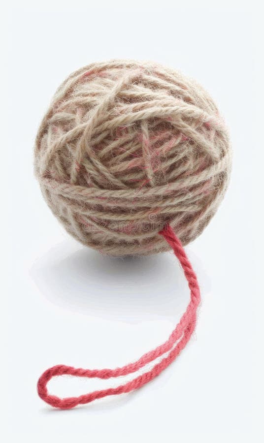 A Ball of Yarn with a Red String Stock Image - Image of twine, thread ...