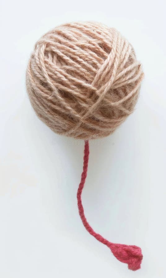 A Ball of Yarn with a Red String Stock Image - Image of wool, knitting ...