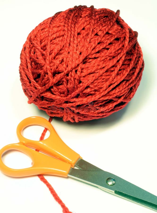 Ball of Yarn & Scissors Stock Image - Image of crochet, craft: 1500659