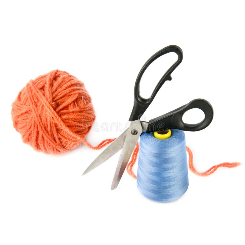 Scissors and sewing thread stock illustration. Illustration of sewing ...
