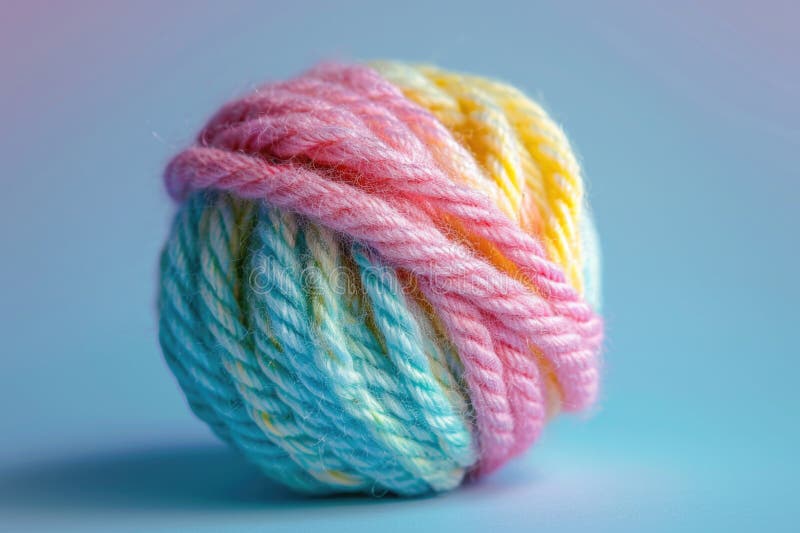 A Ball of Yarn Sitting on a Blue Surface, Waiting To Be Worked with ...