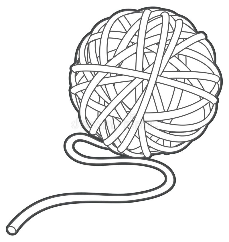 Yarn Ball Wool Coloring Drawing Clipart Sketch Clip Pages Printable ...