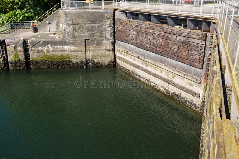 Ballard Lock Gates image stock. Image of blocages, planches - 32468981