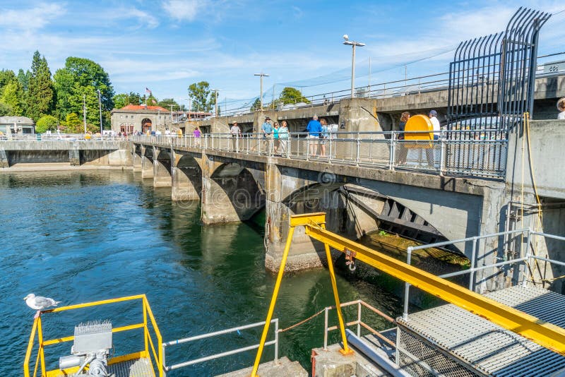 Ballard Locks Walkway 4 stock photo. Image of access - 292427396