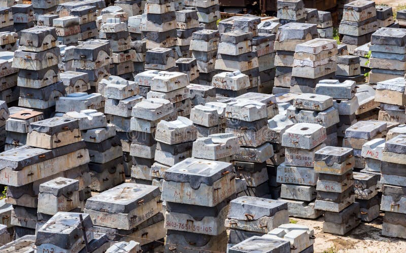 Ballast Blocks for Construction Cranes are in Storage Stock Image ...