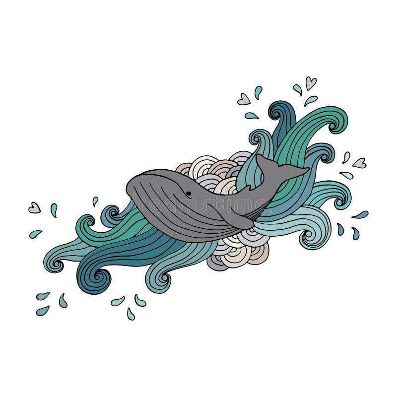 Ballena Gris Del Mano-dibujo Ilustración del Vector - Ilustración de ...