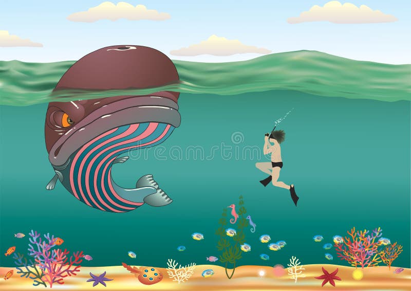 Ballena rayada ilustración del vector. Ilustración de vida - 12779636
