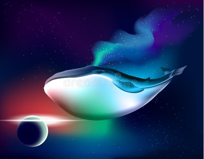 Ballena Realista En Un Vector De Espacio Brillante Ilustración del ...
