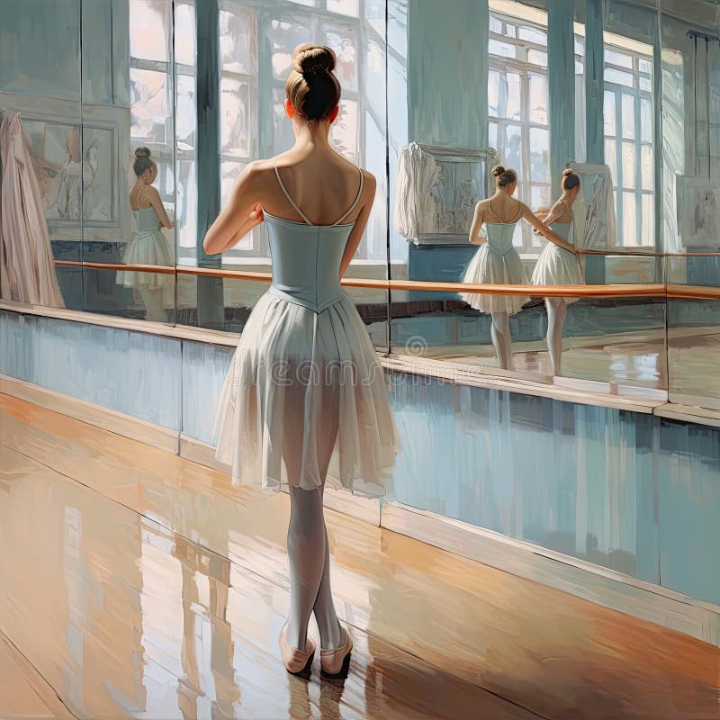 Ballerina in a Blue Dress in the Ballet Studio. Generative AI. Stock ...