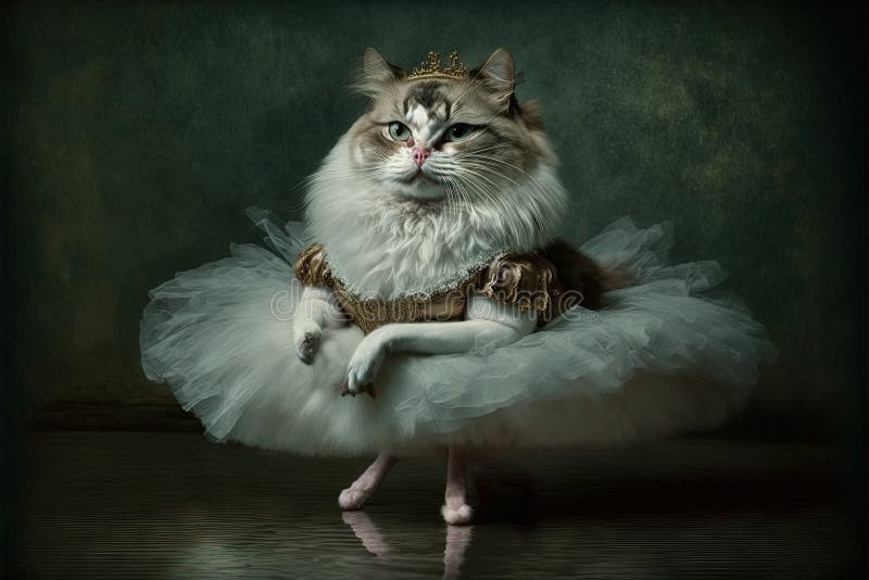 Ballerina Cat Dancer Ballet Illustration Generative Ai Stock ...