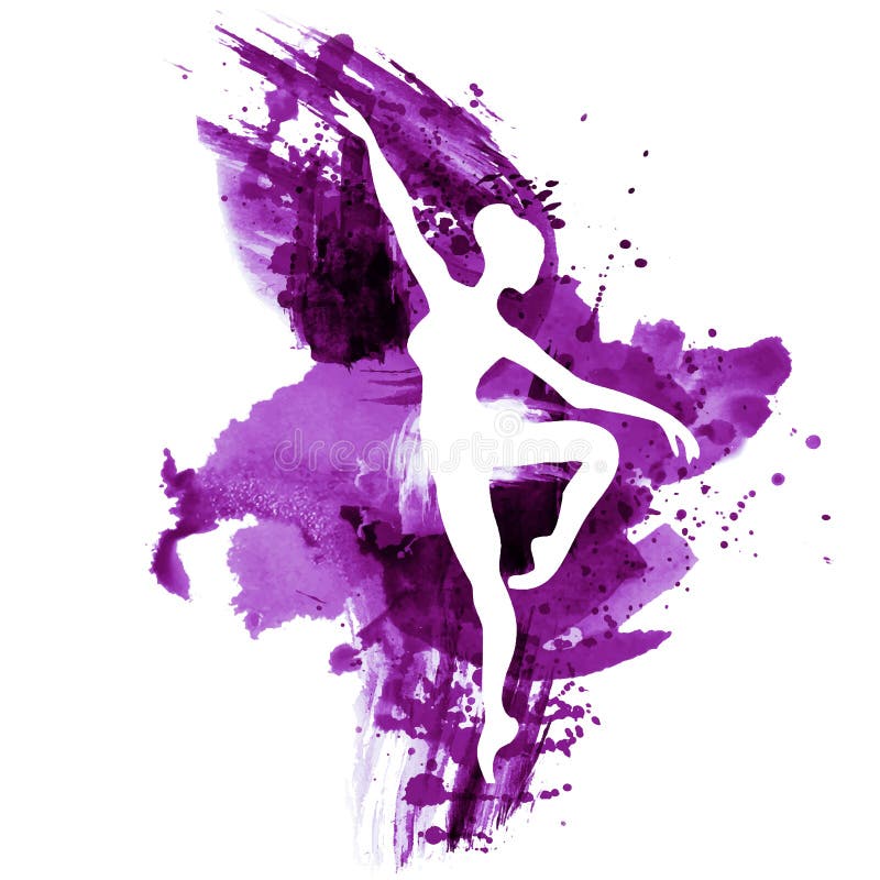 Ballerina in Dance. Watercolor Black and White Stock Vector ...