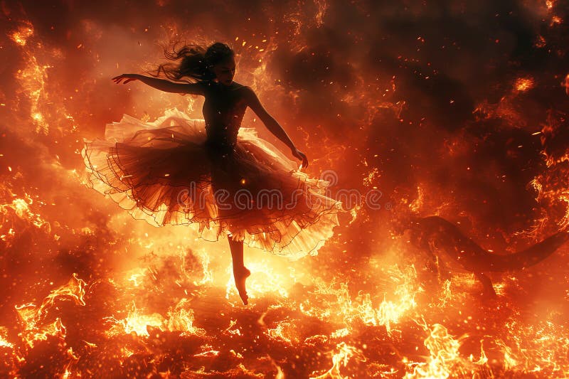 A Ballerina Dances in Hell, a Beautiful Woman Gracefully Performs in ...