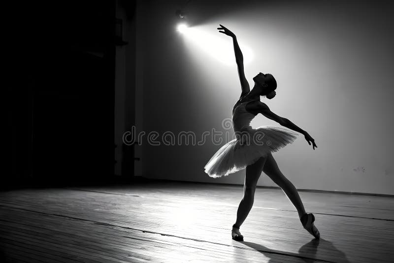 Ballerina Dancing Stage Under Spotlight Performing Graceful Pose Stock Photos - Free & Royalty ...