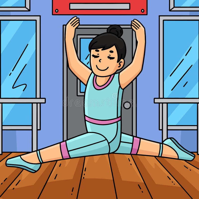 Ballerina Doing a Split Colored Cartoon Stock Vector - Illustration of ...