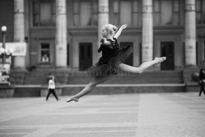 Ballerina Doing Splits in the Air Stock Image - Image of black, girl ...