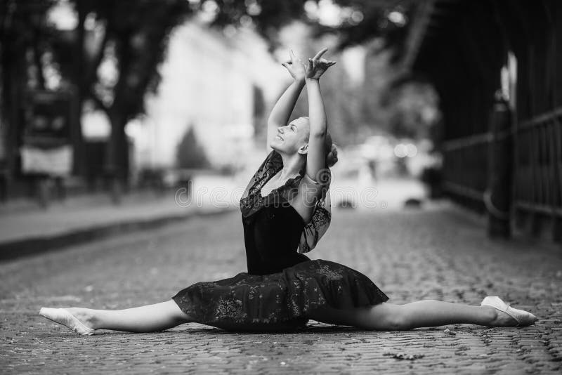 Ballerina Doing Splits in the Air Stock Image - Image of black, girl ...