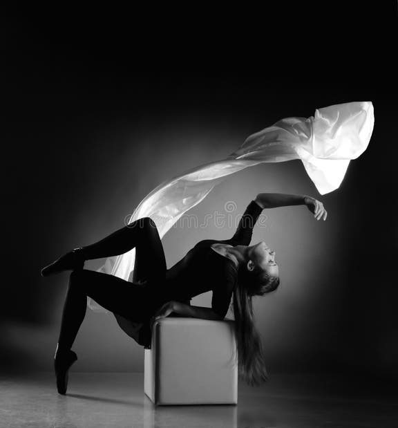 Ballerina, Flying a Cloth with Tissue Stock Photo - Image of flying ...