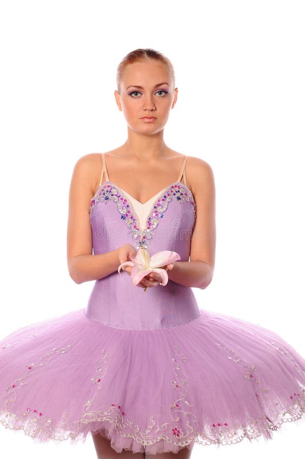 Ballerina with lily stock photo. Image of dress, beauty - 21149682