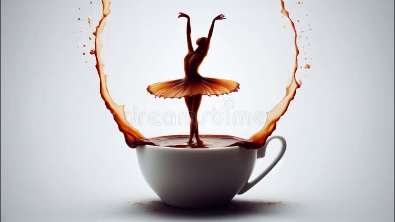 Ballerina Made of Coffee Dancing in a Coffee Cup. Digital Art Concept ...