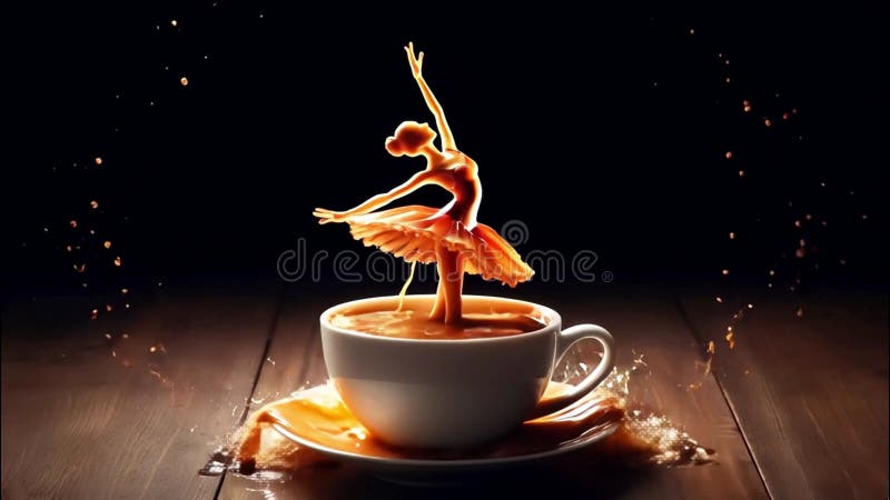 Ballerina Made of Coffee Dancing in a Coffee Cup. Digital Art Concept ...