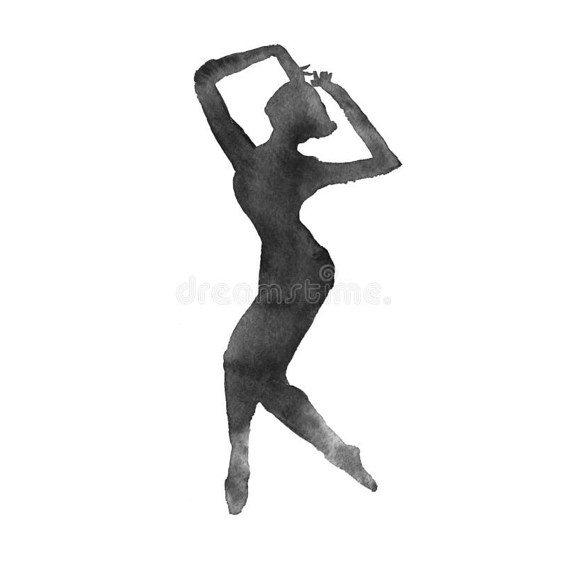 Ballerina. Monochrome Version Isolated. Watercolor Stock Illustration ...
