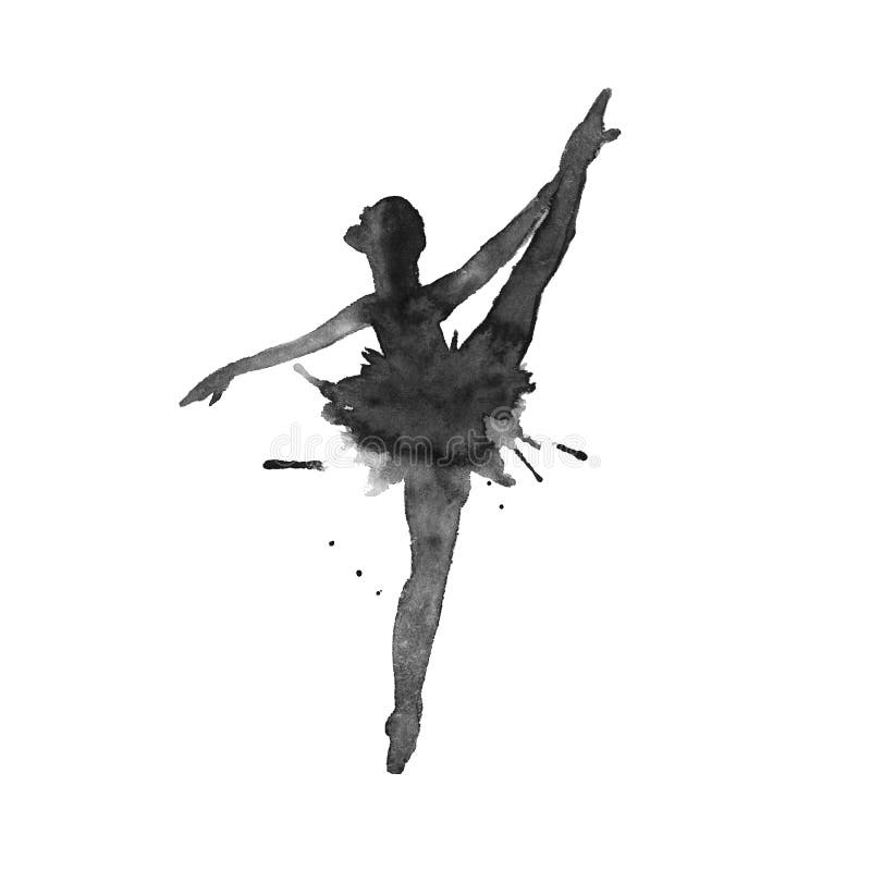 Ballerina. Monochrome Version Isolated. Watercolor Stock Illustration ...