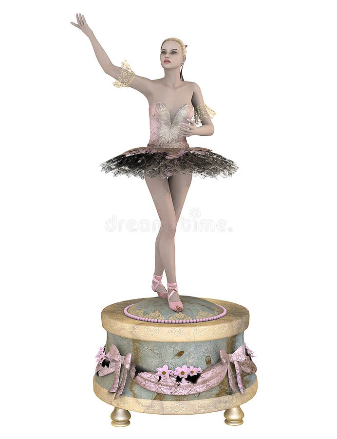 Ballerina on music box stock illustration. Illustration of render ...