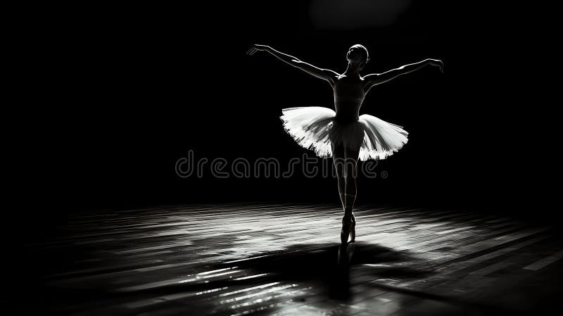 Ballerina Performing Stage Dramatic Lighting Dark Background Stock ...