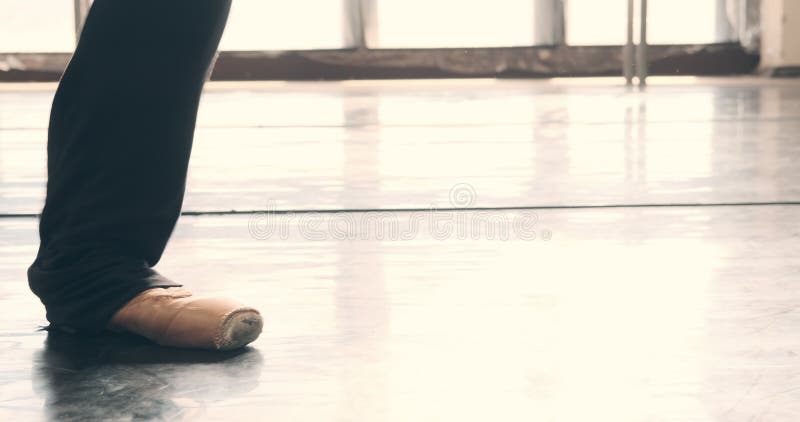 Ballerina Rehearsing on Tiptoe at Dance Hall Stock Video - Video of ...