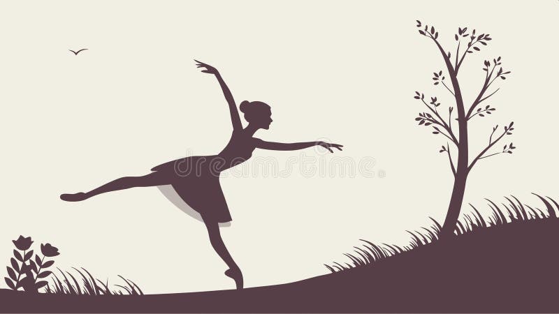 Ballerina Silhouette Dancing, Graceful Movement Vector Design ...