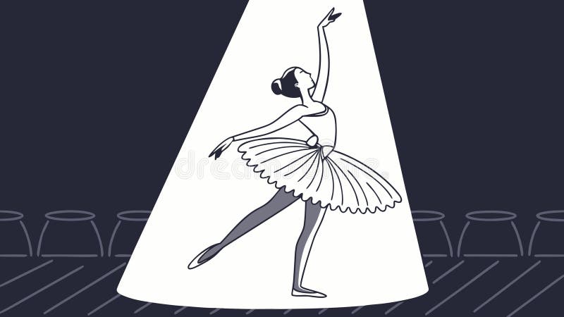 Ballerina on Stage Under Spotlight, Classical Dance Performance, Vector ...