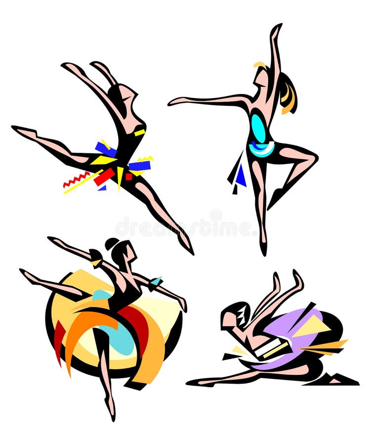 Ballerinas Dancing, Four Emblems Stock Vector - Illustration of dance ...