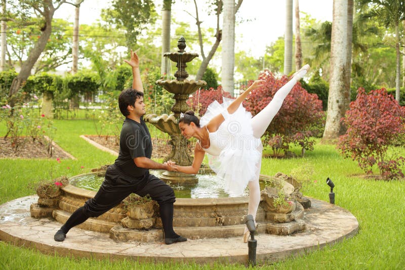 Ballerinas Dancing in a Garden Stock Photo - Image of female, lady ...