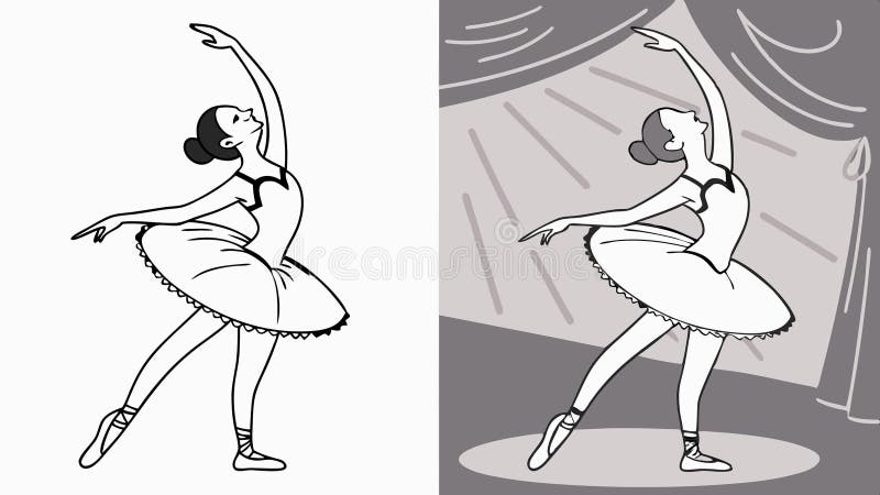 Ballerinas Dancing Gracefully, Ballet Performance, and Classical Dance Art Vector Design ...