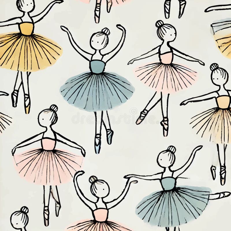 Ballerinas Dancing Print Design in Vector Stock Vector - Illustration ...