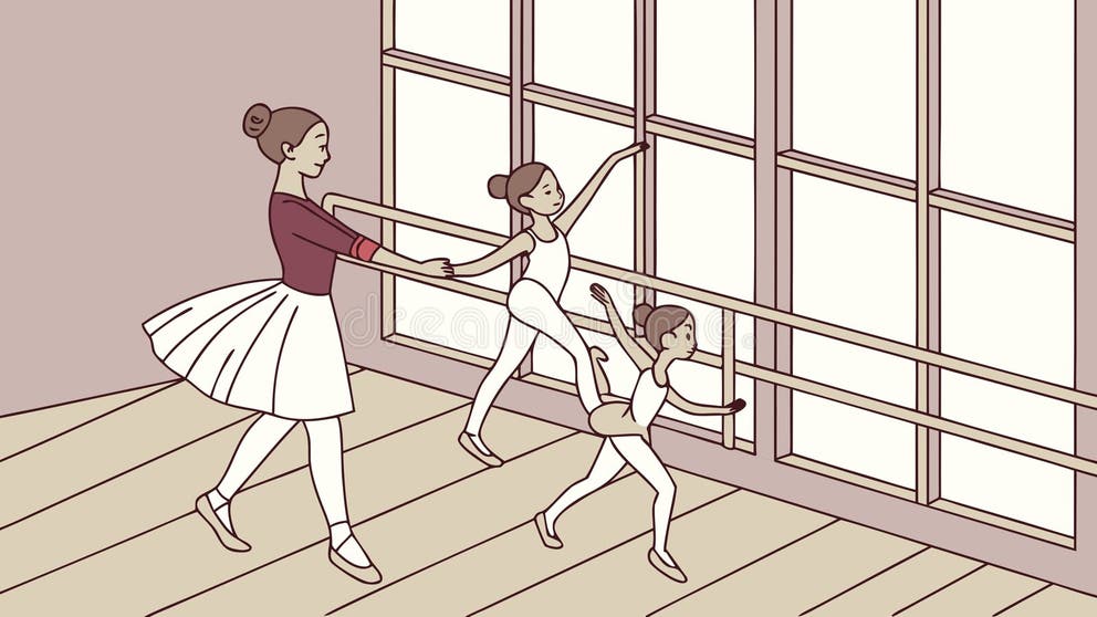 Ballerinas Practicing Dance Steps in a Studio, Vector Design Generative AI Stock Vector ...