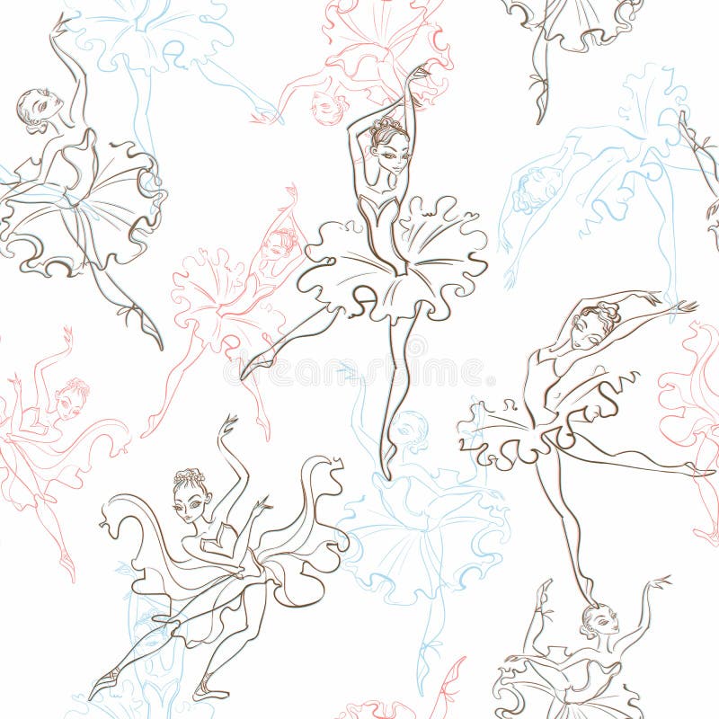 Ballerinas. Seamless Pattern. Little Princess. Dance. Vector ...