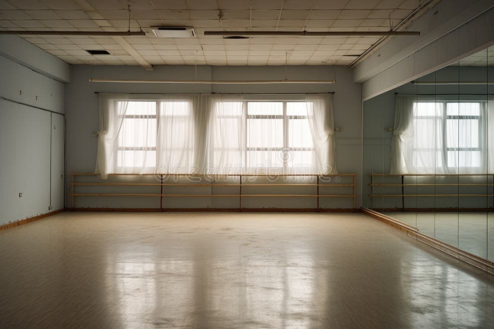 Ballet Barre in Empty Dance Studio Stock Illustration - Illustration of ...
